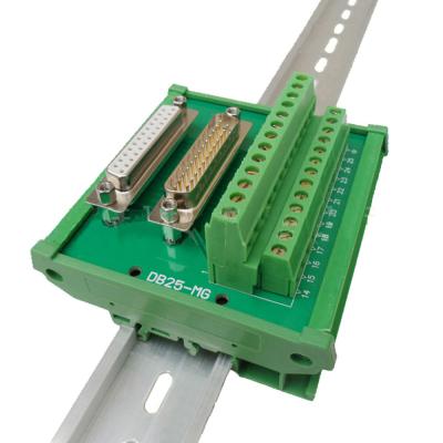 China DB25 Male Female terminal block D Sub 25 Pin Connectors Breakout Board DIN Rail Mounted for sale