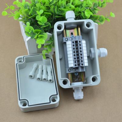 China IP65 Waterproof Cable Junction Box 80*130*70mm 3 ways UK2.5B Din Rail Terminal Blocks Kit for sale