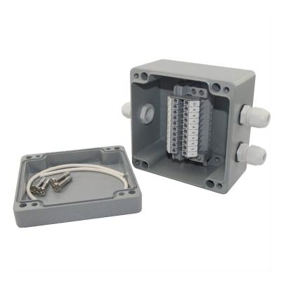 China 3 Ways Waterproof Aluminum Distribution Junction Box with UK2.5B Din Rail Terminal Blocks 120*120*82mm for sale