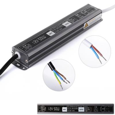 China DC 12V 50W Lighting Transformer Waterproof LED Driver Power Supply IP67 Input AC170-250V Adapter for LED Strip for sale