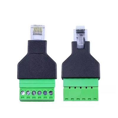China RJ12 6P6C Connectors Modular Plugs to 6 Pin Screw Terminal Blocks Adapter for sale
