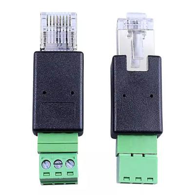 China RJ45 Network Male 8P8C to 3 Pin Screw Terminal Block Adapter for sale