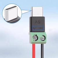 China Type C Male To 2Pin 5V Green Screw Terminals Adapter USB Connector For Mobile Phone And Computer Charging for sale