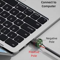China Type C Male To 2Pin 5V Green Screw Terminals Adapter USB Connector For Mobile Phone And Computer Charging for sale