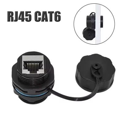 China IP68 Waterproof RJ45 Network Connector Shielded Circular Cat6A RJ45 Coupler Plug Panel Socket for sale