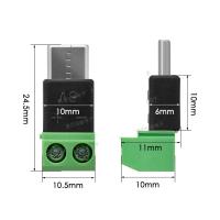 China Type C Male To 2Pin 5V Green Screw Terminals Adapter USB Connector For Mobile Phone And Computer Charging for sale