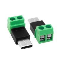 China Type C Male To 2Pin 5V Green Screw Terminals Adapter USB Connector For Mobile Phone And Computer Charging for sale