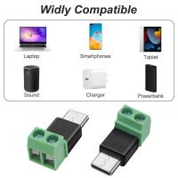 China Type C Male To 2Pin 5V Green Screw Terminals Adapter USB Connector For Mobile Phone And Computer Charging for sale