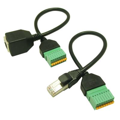 China RJ45 8P8C Connector to 8 Pin Screw Terminal Block Adapter 30cm Long for Security CCTV Video Solution for sale