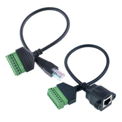 China Female or Male RJ45 8P8C Connector to 8 Pin Screw Terminals Converter Adapter Cable 30cm Long for sale