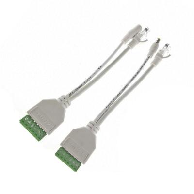 China PoE Cable 15cm IP Camera Network RJ45 DC Power Port to 6 Pin Screw Terminal Blocks Adapter for sale