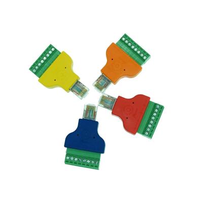 China Colorful Network RJ45 8P8C Male Connector to 8 Pin Screw Terminal Blocks Adapter for sale