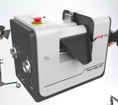 China High Viscosity Treatment 1.5KW Ceramic 3 Roller Mill Ceramic Roller Length 150mm for sale