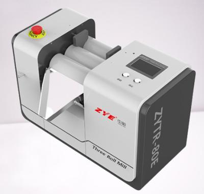 China Fully Automatic Three Roll Mill 80mm Ceramic Roller Touch Screen Control High Viscosity Grinding for sale