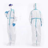 China Fluid Resistant Disposable Protective Isolation Gown Non Woven With Elastic Cuff for sale