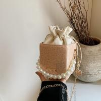 China Summer Fashion Candy Color Bucket Bag With Pearl Chain Shoulder Sling Bag for Women for sale