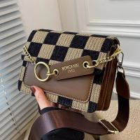 China Shoulder 2024 Luxury Design Handbag Checkerboard Mini Fabric Flap Sling Bag for Women for sale