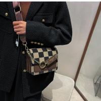China Shoulder 2024 Luxury Design Handbag Checkerboard Mini Fabric Flap Sling Bag for Women for sale