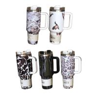 China Sustainable 40oz Leopard Print Camouflage Straw Cup Tumbler for Hot and Cold Drinks for sale