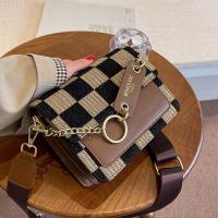 China Shoulder 2024 Luxury Design Handbag Checkerboard Mini Fabric Flap Sling Bag for Women for sale