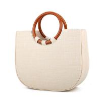 China Women's Bag Woven With Grass And Wooden Handle For Leisure Featuring Fashion Designs for sale