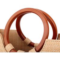 China Women's Bag Woven With Grass And Wooden Handle For Leisure Featuring Fashion Designs for sale