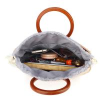 China Women's Bag Woven With Grass And Wooden Handle For Leisure Featuring Fashion Designs for sale