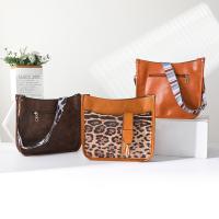 China Leopard Print Vegan Leather Women's Shoulder Bag with Guitar Strap and Single Handle for sale