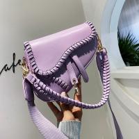 China Single-Shoulder Crossbody Retro Handmade-Woven Saddle Bag Women's Design with Wide Strap for sale