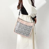 China Leopard Print Vegan Leather Women's Shoulder Bag with Guitar Strap and Single Handle for sale