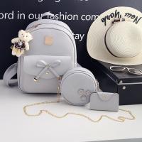 China 3 Piece Set Bow Round Backpack Shoulder Bag Crossbody Purse for Women's Stylish Style for sale