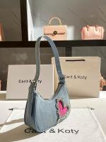 China Stylish Heart-Shaped Denim Handbag for Women Single Handle Zipper Closure Cotton Lining for sale