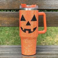 China Design Halloween 40oz Rhinestone Tumbler with Pumpkin Pattern and Stainless Steel for sale