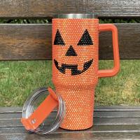 China Design Halloween 40oz Rhinestone Tumbler with Pumpkin Pattern and Stainless Steel for sale