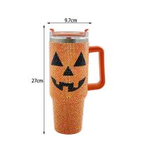 China Design Halloween 40oz Rhinestone Tumbler with Pumpkin Pattern and Stainless Steel for sale