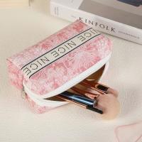 China Tools Storage Eco Burlap Makeup Bag Letter Printed Bolsa De Maquillaje for Women Bags for sale