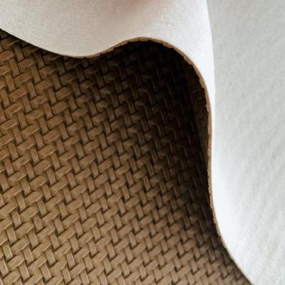 China Soft Woven Pattern PVC Leather Upholstery Fabric 1.4m Width 800m MOQ for Commercial Furniture for sale