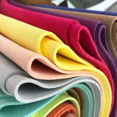 China Micro Fiber Suede Artificial Leather 1.4-1.8mm Thickness with Grade 3.5 Color Fastness for Shoes and Bags for sale