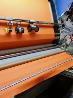 China 1.1mm PVC leather cat scratching resistance lichi grain orange for sale