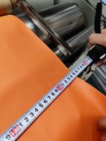 China 1.1mm PVC leather cat scratching resistance lichi grain orange for sale