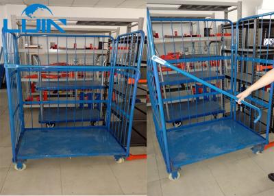 China Three Side Powder Coated Warehouse Storage Racks Folding Pallet Logistic Trolley for sale