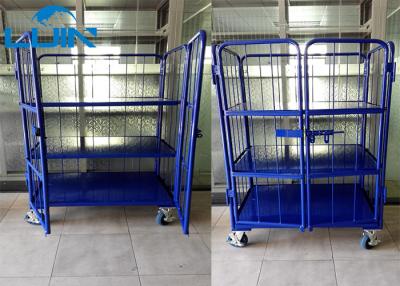 China Metal Collapsible Trolleys With Wheels , Two Front Door Logistics Vertical Trolley for sale