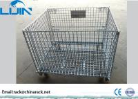 China Hot sale Anti-corrosion wire mesh container, foldable storage cage with wheels for sale