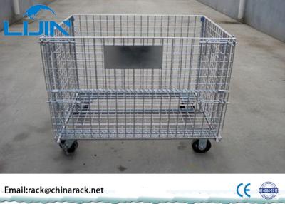 China Hot sale Anti-corrosion wire mesh container, foldable storage cage with wheels for sale