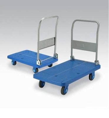 China One layer 150 KG Plastic and Blue Platform Hand Trolley for Warehouse Storaging for sale