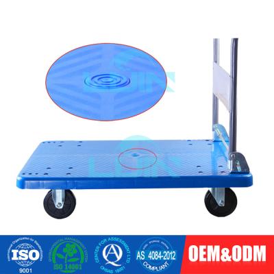 China Logistics transportation Plastic Platform Hand Truck With Metal and folding handle for sale