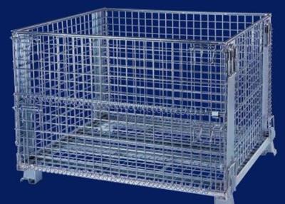 China Foldable security Wire Mesh Cages for warehouse storage 3 ~ 4 levels stacking for sale