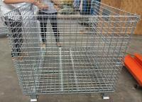 China Fold - Able Galvanized Welded Metal Basket Wire Storage Cage For Warehouse for sale