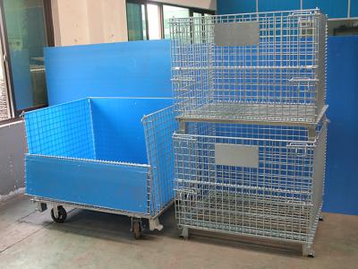 China Galvanised Foldable Pallet Wire Storage Cages Containers , Security Cages For Storage for sale