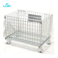 China Warehouse Folding Steel Wire Mesh Metal Cage Storage Container Phosphorization for sale